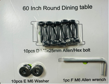 Member's Mark 60" Dining Table-Hardware – Coronado Casuals Parts